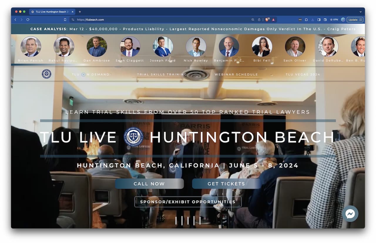 Dan Ambrose, Trial Lawyers University at TLU Live Huntington Beach 2026 ...